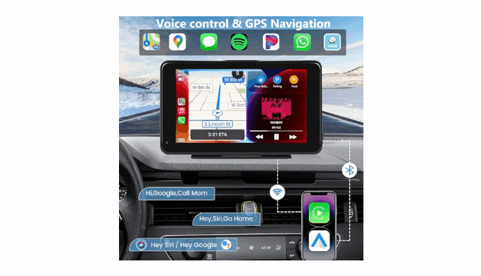 WECAMTX 2025 Portable Wireless Carplay/Android Auto Screen for Car,7 ...