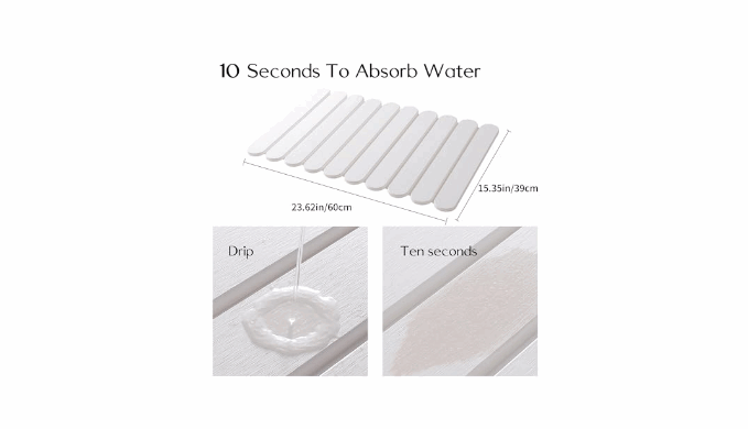 24″×16″ White Stone Dish Drying Mats for Kitchen Counter, Large Quick ...