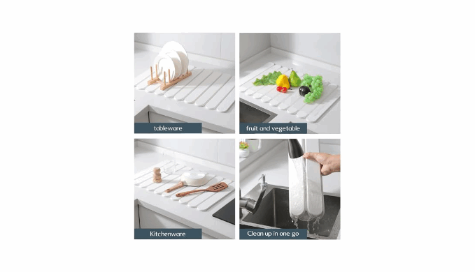 24″×16″ White Stone Dish Drying Mats for Kitchen Counter, Large Quick ...