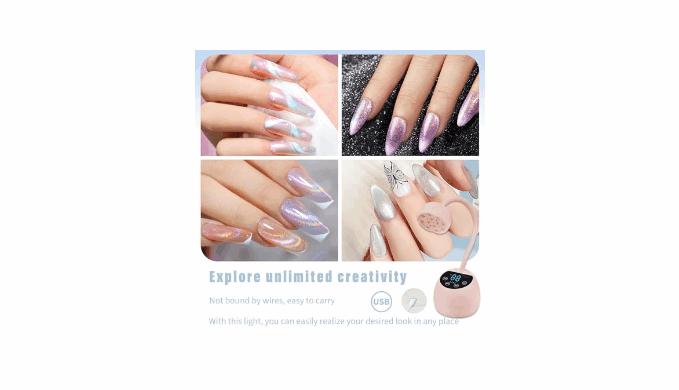 PHAIN U V LED Nail Lamp, 36W Mini Cordless Gel x Nail Lamp Flash Cure, Auto Sensor Gooseneck ...