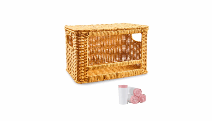 Large Trash Bag Dispenser, Rattan Garbage Bag Holder & Roll Organizer ...