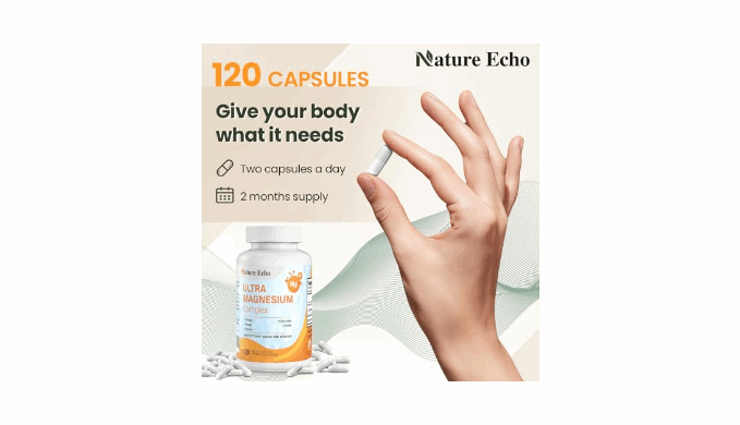 Nature Echo 6 in 1 Magnesium Supplement 420mg 5 Forms of Mg: Glycinate ...