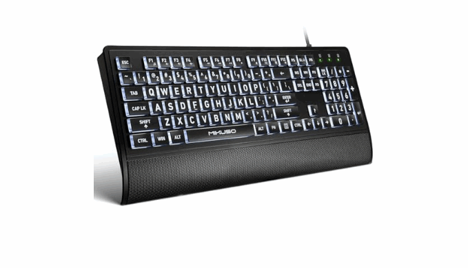 MIKUSO Large Print Backlit Computer Keyboards with Cover, Wired ...