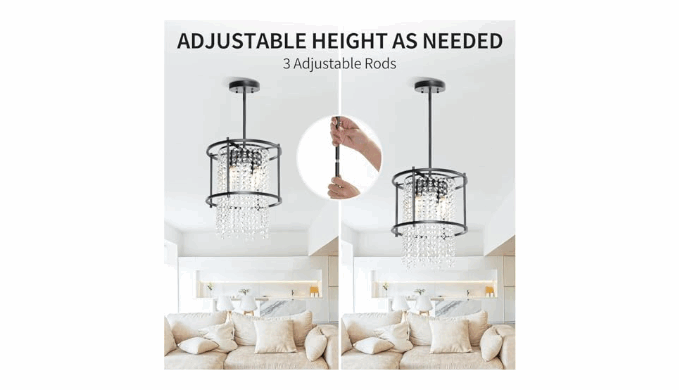 YITAHOME 4-Light Dining Room Crystal Light Fixture, 11.8 inch Round ...