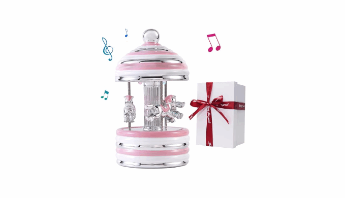 LMMIUU Carousel Music Box Gift Wrapped Ceramic Musical Carousel Color ...