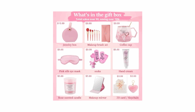 Christmas Gift Baskets for Women Pink Self Care Package, Unique Get ...