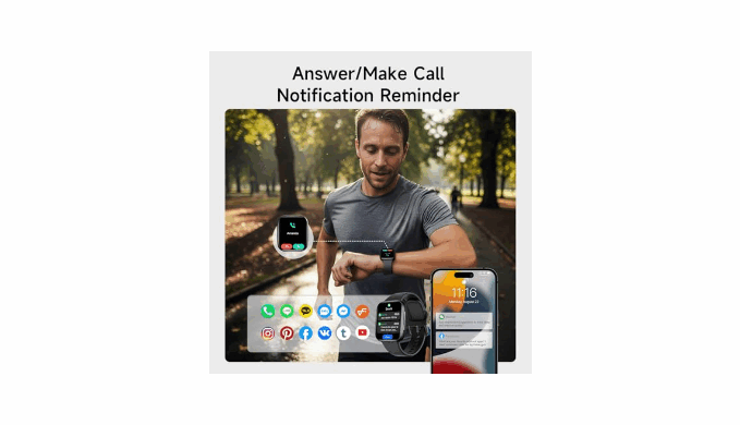 Smart Watch for Men Women, 1.85″ AMOLED Screen Smartwatch Compatible ...