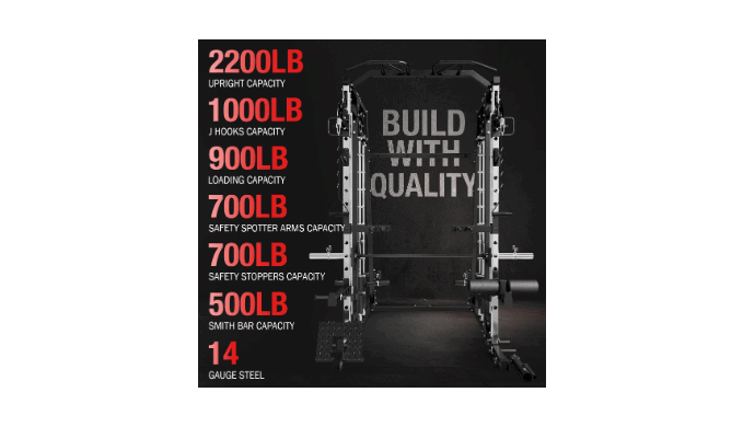 Mikolo Smith Machine Home Gym, 2200 lbs Power Rack Cage with Cable ...