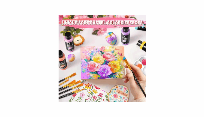 52 Pcs Pastel Acrylic Paint Set with 12 Brushes, 2 Knives & Palette, 36 ...