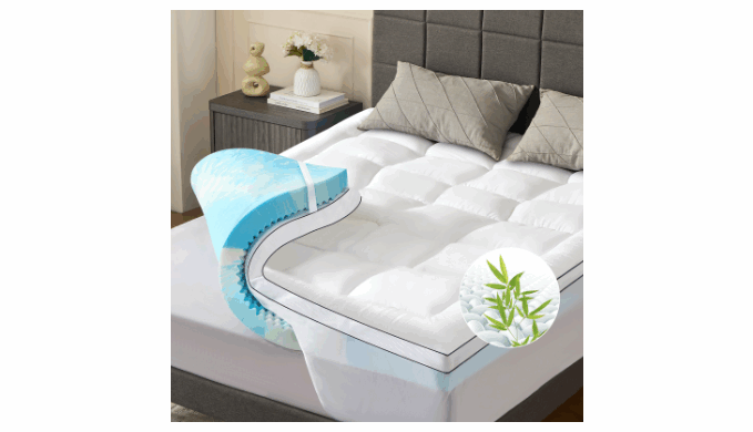 King Dual Layer 4 In Memory Foam Mattress Topper for Back Pain Relief ...