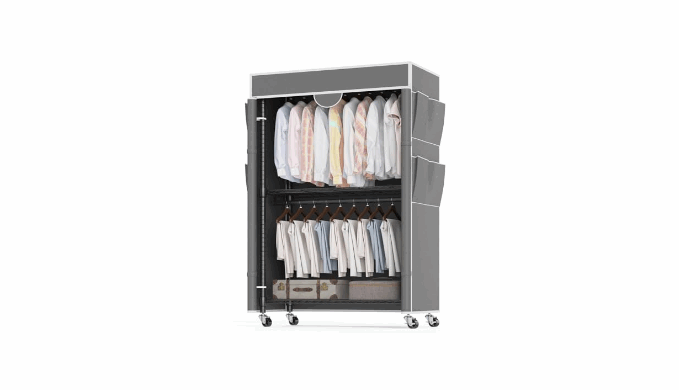 Homdox Garment Rack with Cover, Heavy Duty Clothing Rack for Hanging ...