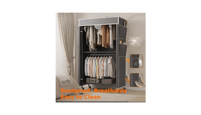 Homdox Garment Rack with Cover, Heavy Duty Clothing Rack for Hanging ...