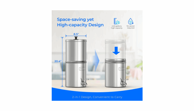 Waterdrop Gravity Water Filter, 2.25G Stainless-Steel System with ...