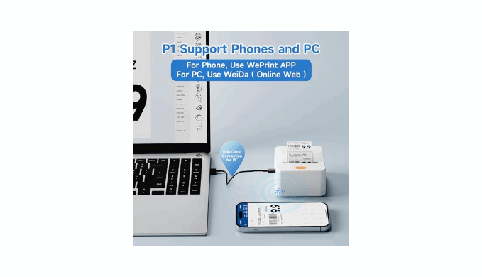 DETONGER Label Maker Machine P1 2 Inch Thermal Printer Portable ...