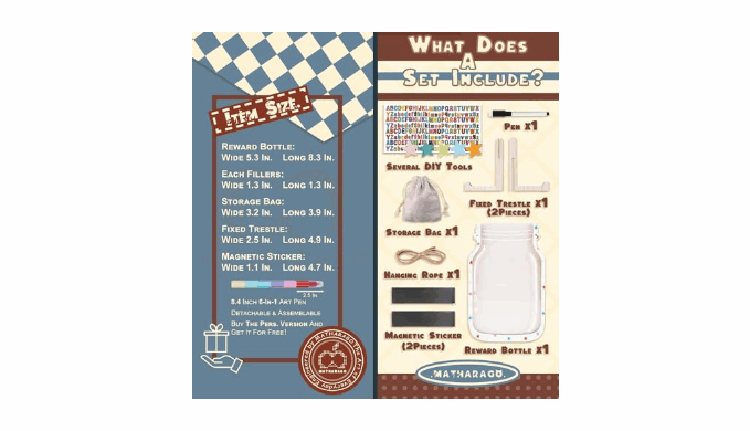 MATHARAGO Magnetic Reward Jar, 25 PCS Filler & a Colorful Letter ...