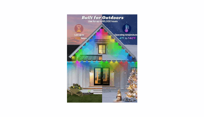 XXKJTO Permanent Outdoor Lights 100FT 72 Triple-Led Smart RGB Outside ...