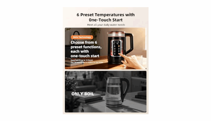 Auriswell Electric Tea Kettle with Temperature Control, Glass smart ...