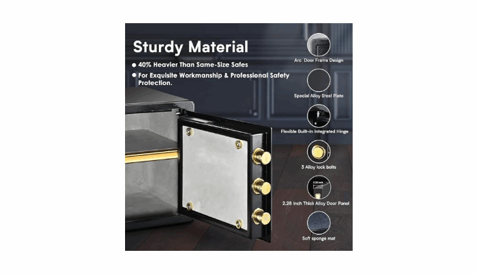 ADIMO Home Safe Box, 1.2 Cubic Feet Security Safe with Fireproof ...