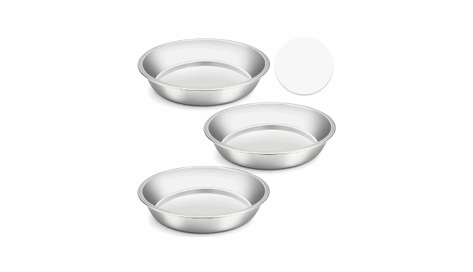 Gymdin Cake Pan Set of 3-8 Inch Stainless Steel Cake Pans with 100 ...
