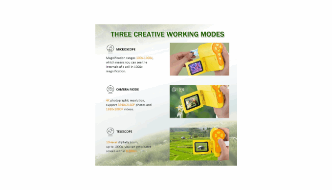 Barchrons 1000X Handheld Microscope for Kids, 4K 2.0″ Screen Mini ...