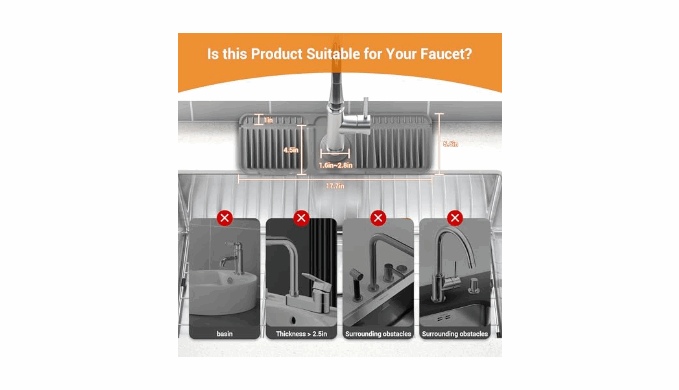 ZJWZLG Faucet Mat for Kitchen Sink, 17.7″X5.5″ Silicone Sink Splash ...