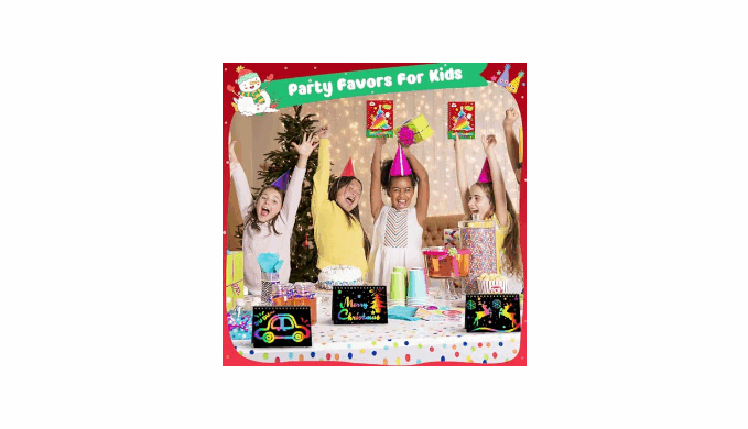 ZMLM Christmas Scratch Art Party Favors: 16 Pack Rainbow Scratch ...