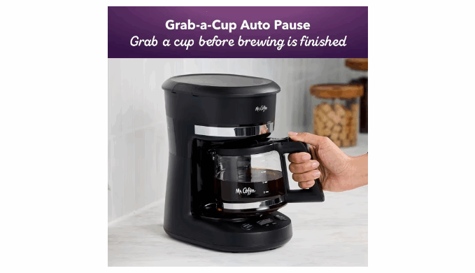 Mr. Coffee 5-Cup Programmable Coffee Maker Black: Drip Coffee Machine ...