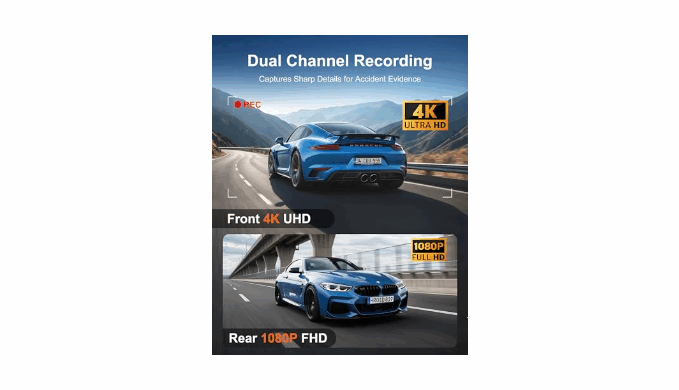 4K Dash Cam Front Rear:Dual Dash Camera for Car, 5GHz/2.4GHz Wi-Fi GPS ...