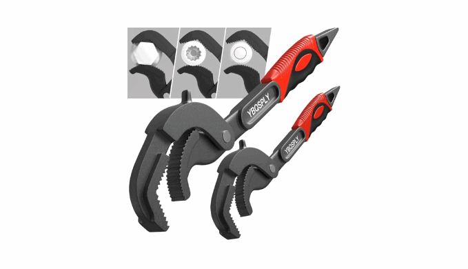 YBQSPLY Pipe Wrench Set, 10” and 15” Self Adjusting Wrench 2-Piece ...