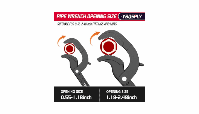 YBQSPLY Pipe Wrench Set, 10” and 15” Self Adjusting Wrench 2-Piece ...