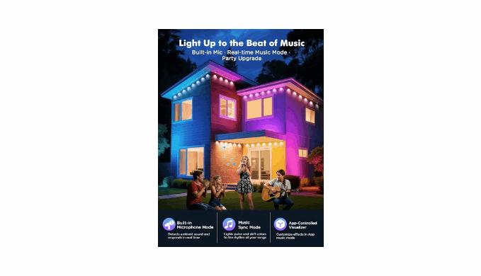 FNY Permanent Outdoor Lights 100ft Smart RGB with 60 LED, IP67 ...