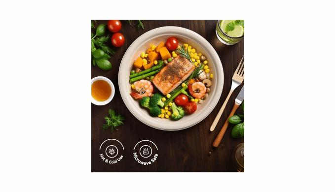 Leafory 9 Inch Compostable Paper Plates 125 Pack – Heavy Duty, Eco ...