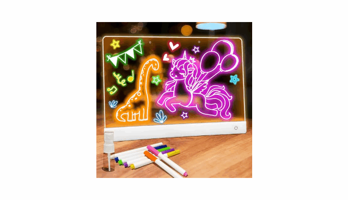 LED Drawing Board for Kids, Rechargeable Light Up Acrylic Dry Erase ...