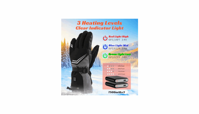 Heated Gloves 7500mAh*2 Battery, Rechargeable Heated Gloves Touchscreen ...