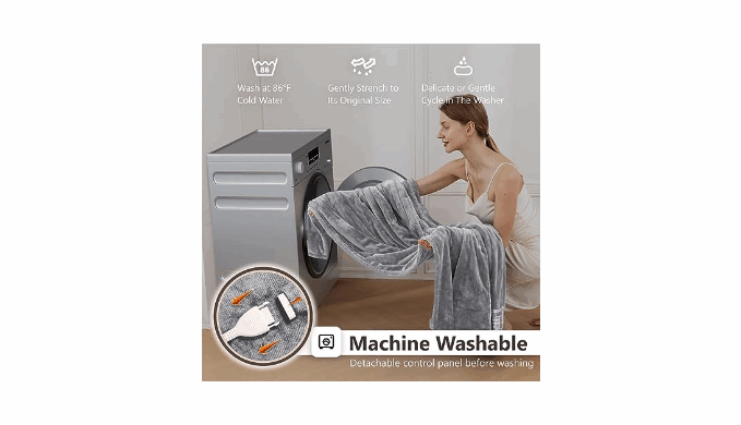 Wapaneus Heated Blanket Electric Queen Size 84″x90″-Dual Control with ...