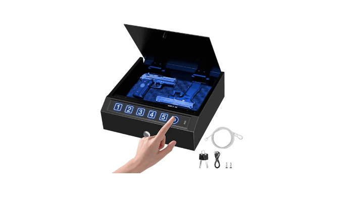 Biometric Gun Safe for Pistols 3-Ways unlock Fingerprint Digital PIN ...