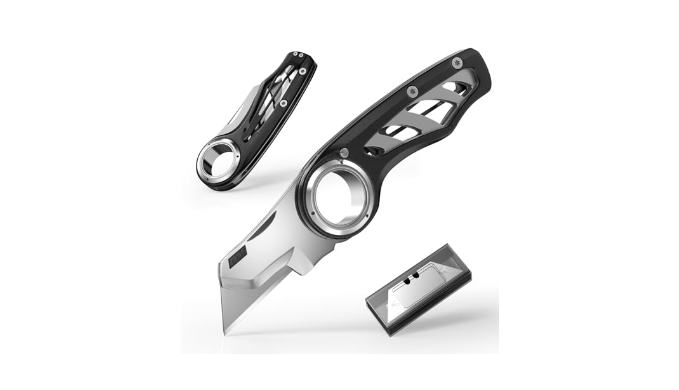 Folding Utility Knife Pocket Knife, Heavy-Duty Box Cutter with Aluminum ...