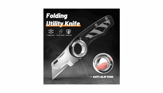 Folding Utility Knife Pocket Knife, Heavy-Duty Box Cutter with Aluminum ...