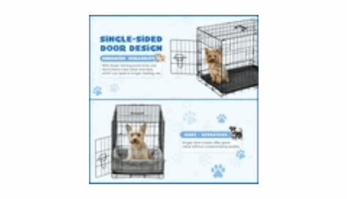 EDX Medium Dog Crate, 30″ Single Door Folding Metal Wire Dog Cage with ...