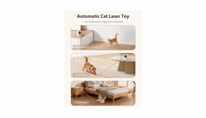 ROJECO Auto Laser Cat Toy - Random Motion Track, Magnetic 360° Base ...