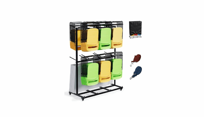 Folding Chair Rack with Lockable Wheels, 800 lbs Heavy-Duty Chair Cart ...