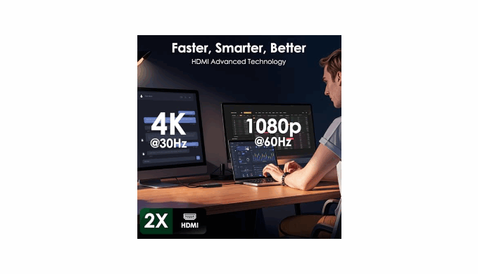 Minthouz HDMI Splitter for Dual Monitors, Universal Video Graphics Adapter for Thunderbolt 5/4/3 ...