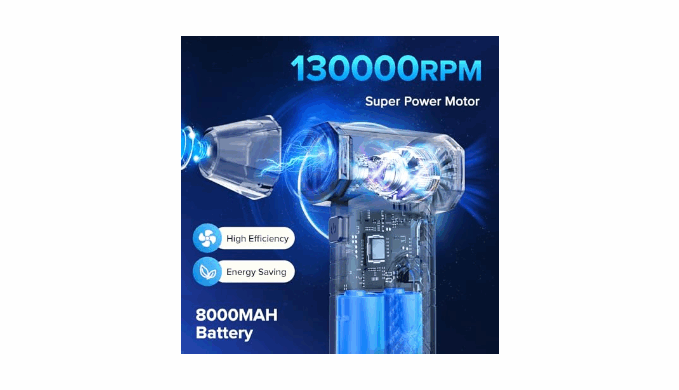 Compressed Air Duster, 8000mAh 130,000 RPM Keyboard Cleaner, Replace ...