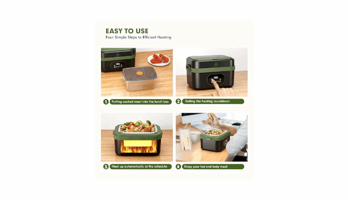 Snidomn Cordless Electric Lunch Box XL 6.3-Cup, 60W Fast Heating ...