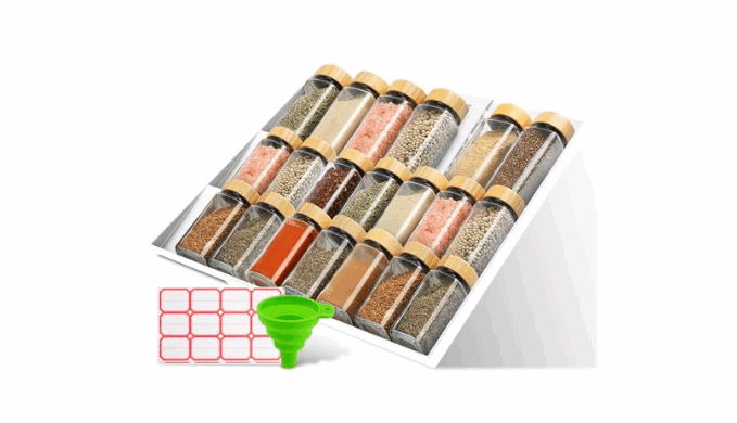 DIOLOVE Spice Rack Drawer Organizer, Upgrade Expandable Seasoning ...