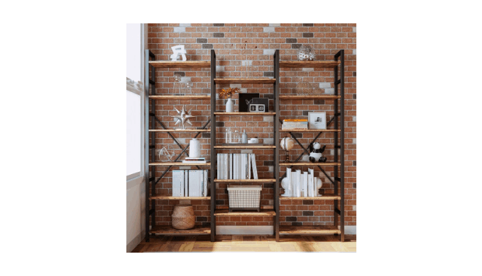 Maziah Bookcases And Bookshelves Triple Wide 5 Tiers Industrial ...