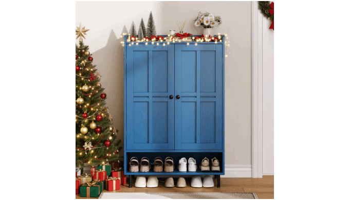 6-Tier 24 Pairs Shoe Cabinet With Doors And Adjustable Shelves For ...