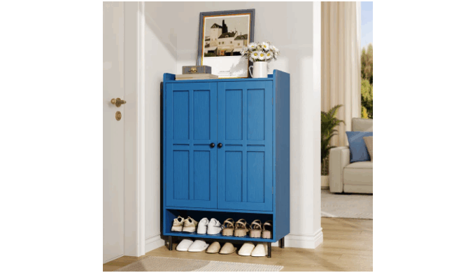 6-Tier 24 Pairs Shoe Cabinet With Doors And Adjustable Shelves For ...