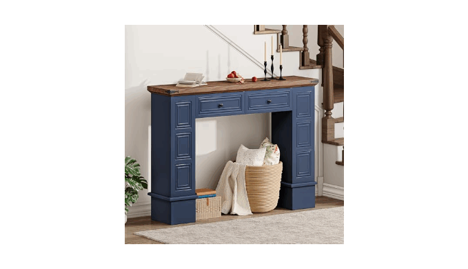 YITAHOME Farmhouse Console Table for Entryway with Storage, Narrow Long ...