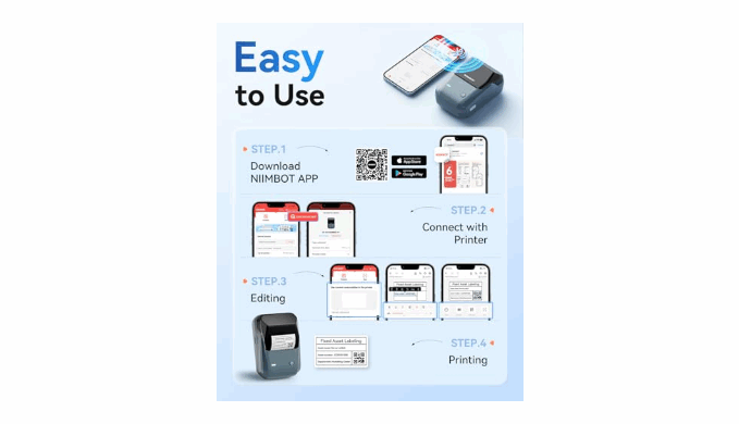 NIIMBOT B1 Label Maker Machine with Tape, Thermal Label Printer Easy to ...